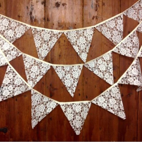 Party Supplies | 9 Wedding Or Party Banners With 11 White Lace Fabric ...